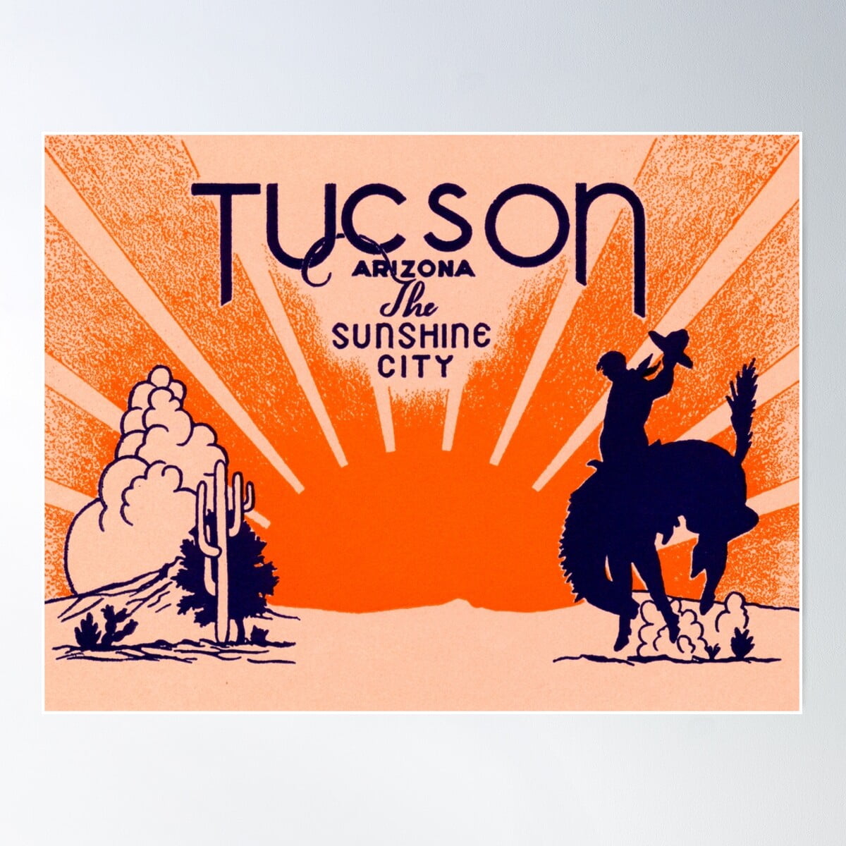 1940S Vintage Tucson Arizona Poster Wall Art, Modern Wall Decor For ...