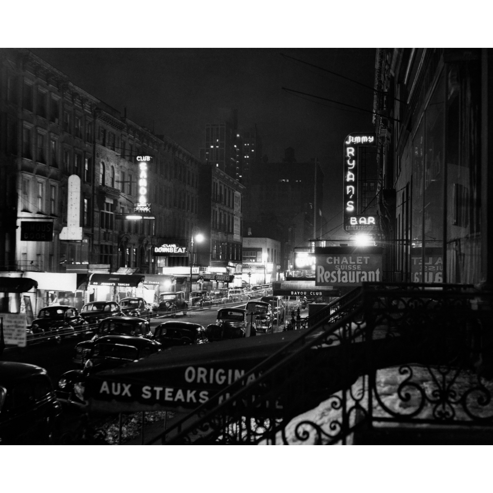 1940s Night Street Scene West 52Nd Street Lights From Numerous Clubs ...