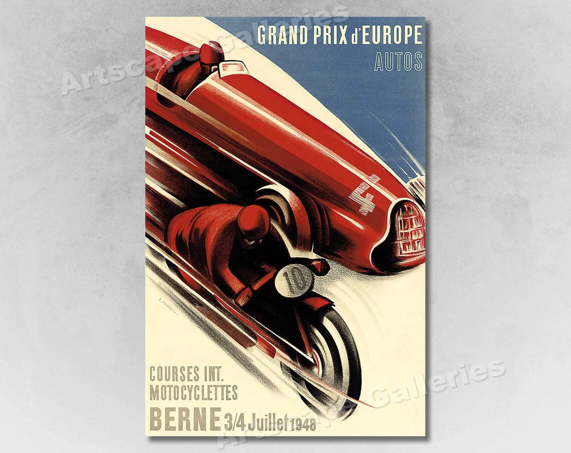 1940s d'Berne Vintage Style Racing Travel, Unframed Poster - Walmart.com