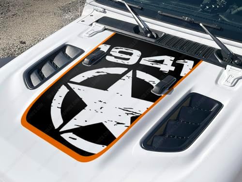 1941 Distressed Military Star Hood Decal to fit Rubicon Jeep Wrangler ...