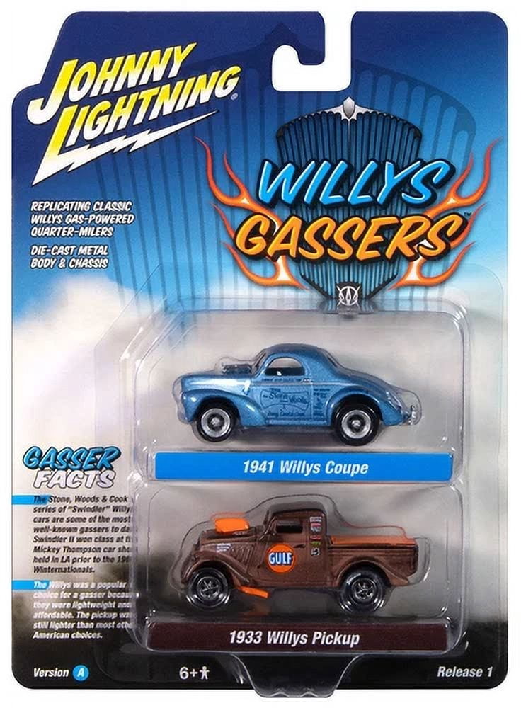 1941 Willys & 1933 Willys Pickup Blue/Gulf Johnny Lightning Twin Pack 1 ...
