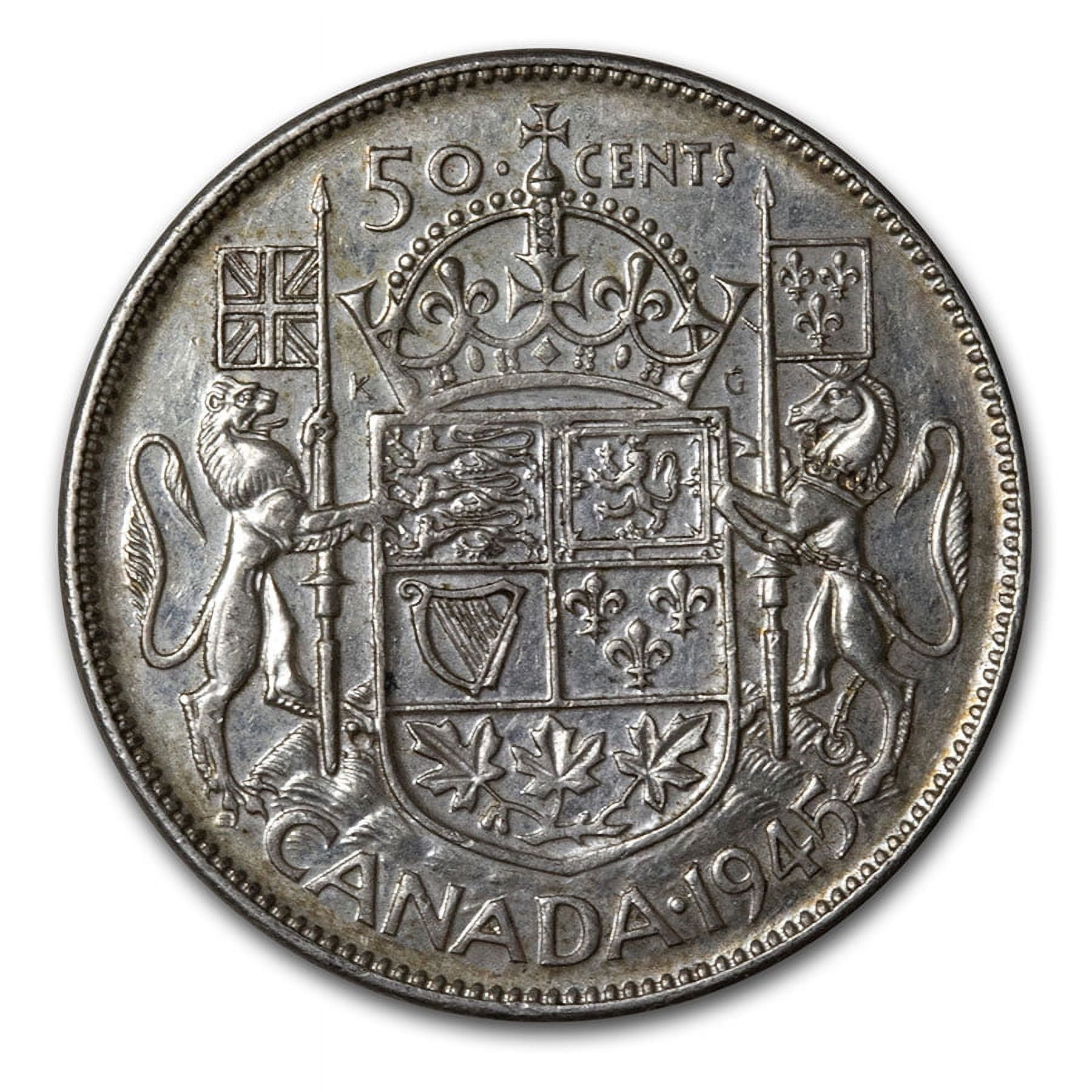 1945 Canada Silver 50 Cents George VI AU - Walmart.com