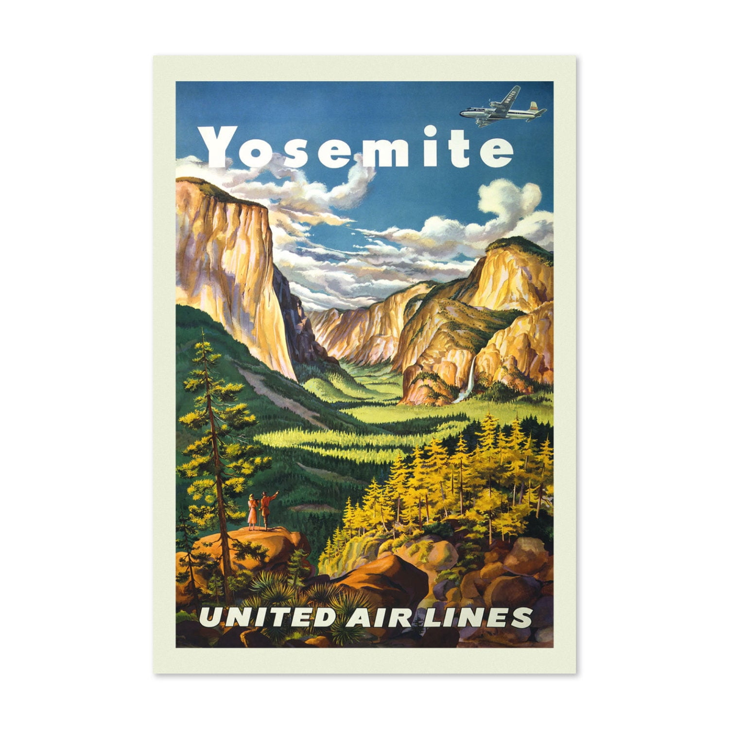 1945 United Airlines Yosemite National Park Travel Poster, Classic ...