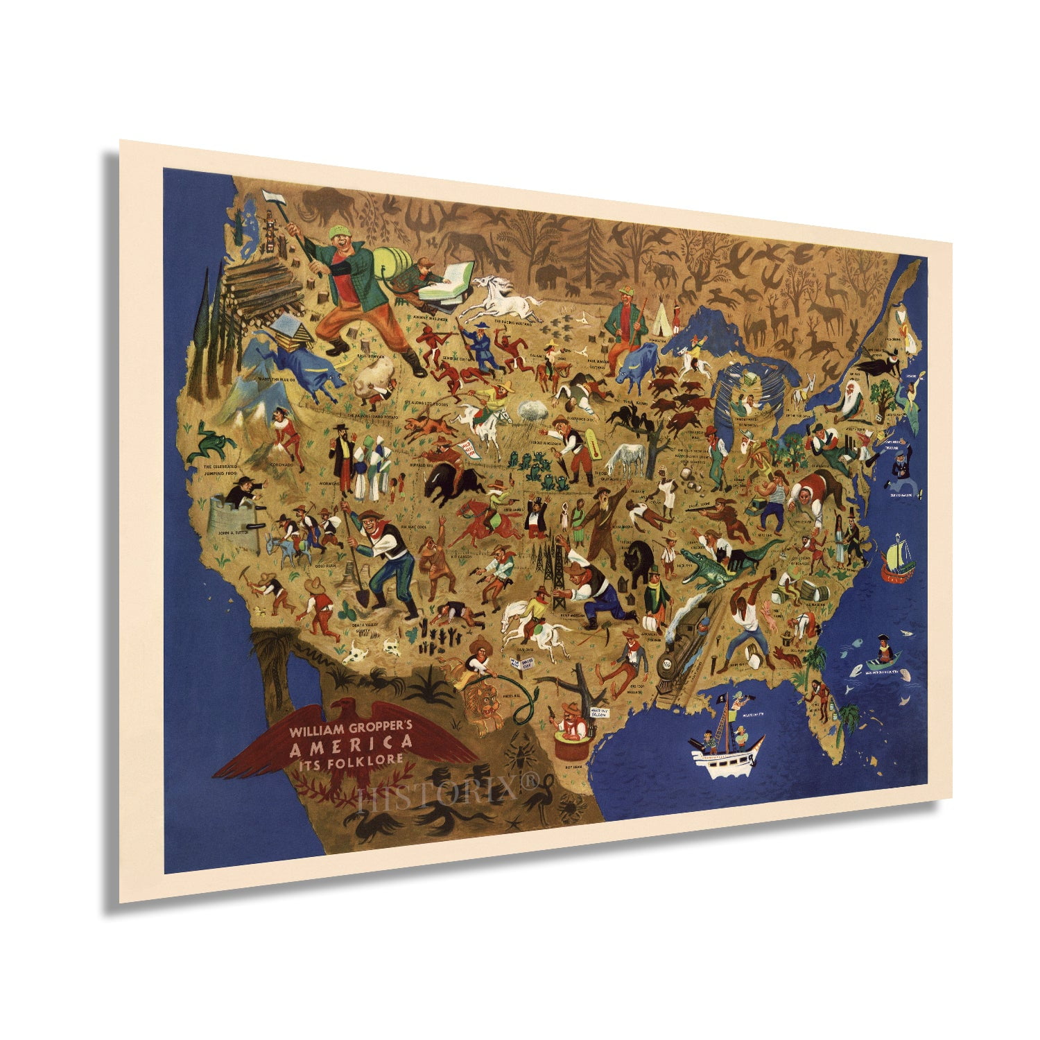 1946 Map of America and its Folklore - William Gropper's America ...