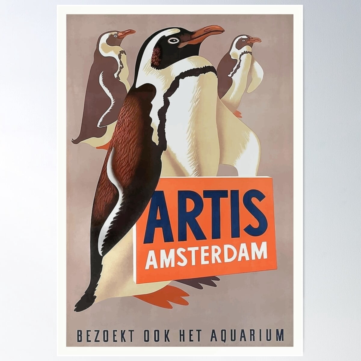 1947 Artis Zoo Amsterdam Penguins Poster Poster Wall Art, Modern Wall ...