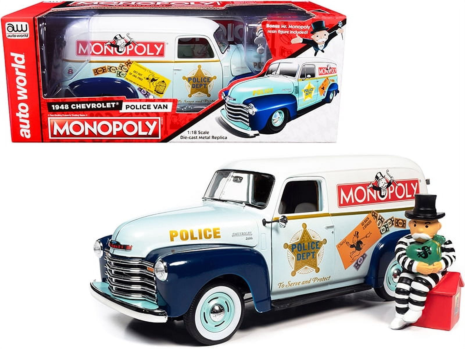 1948 Chevrolet Panel Police Van with Mr. Monopoly Figurine "Monopoly" 1 ...