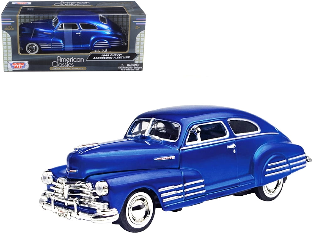MOTORMAX 1948 Chevy Aerosedan Fleetline Blue Diecast Model Car 1/24 ...