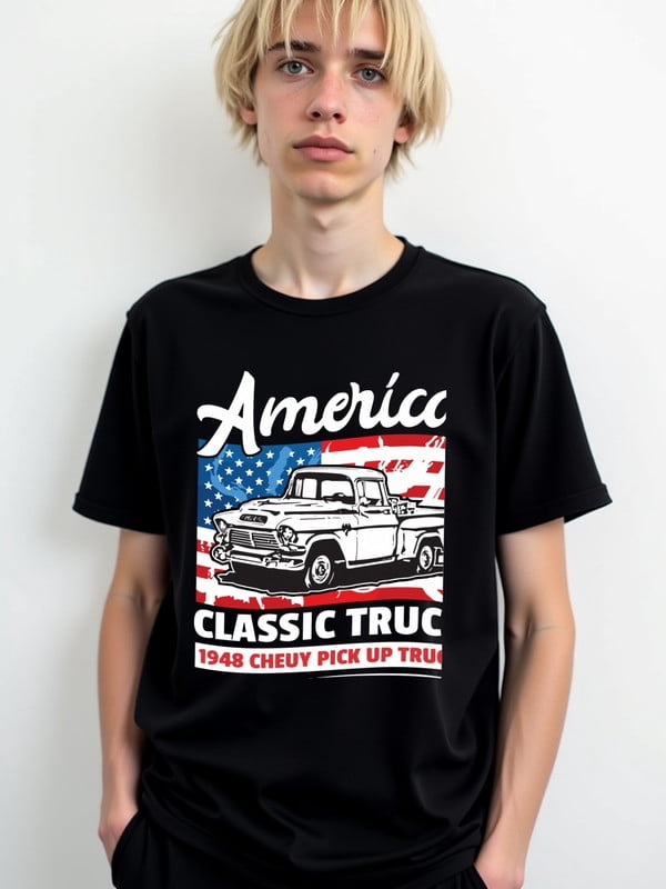 1948 Chevy Pickup Tee Men's funny t shirts black graphic summer summer ...