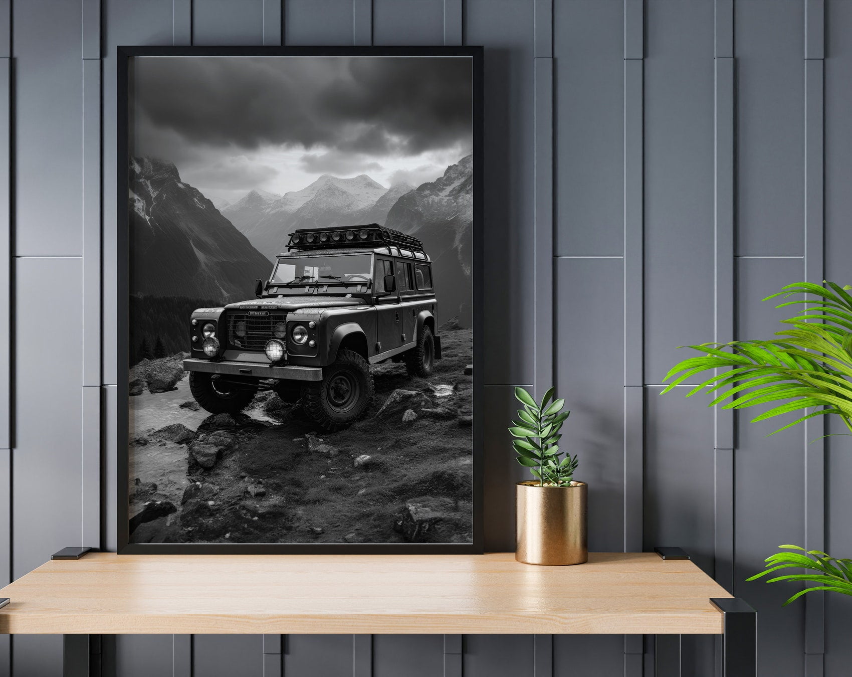 1948 Land Rover Defender Poster Iconic Off-Road B&W Ar, Adventurous ...