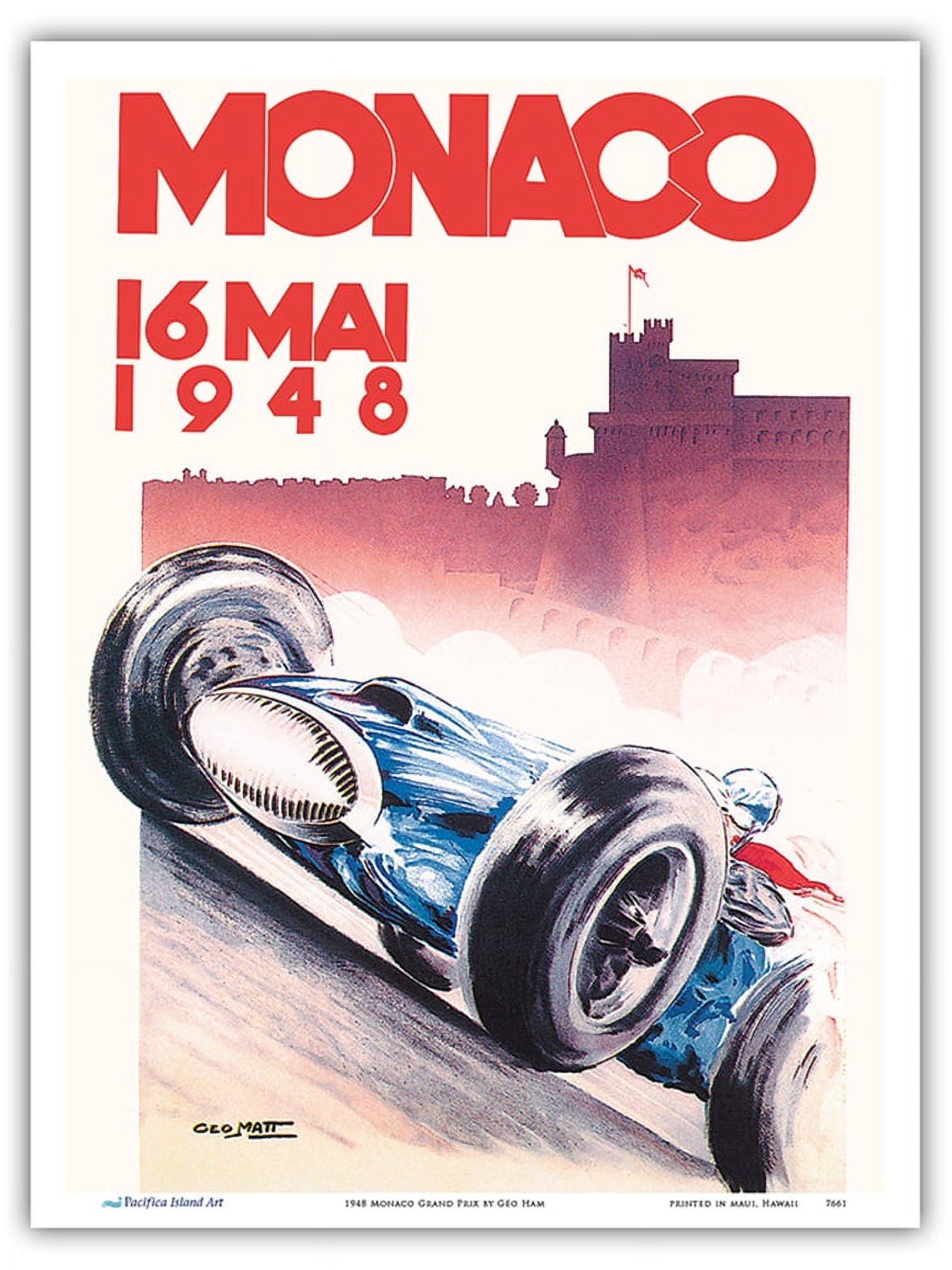 1948 Monaco Grand Prix - Vintage Car Racing Poster by Géo Ham (Georges ...