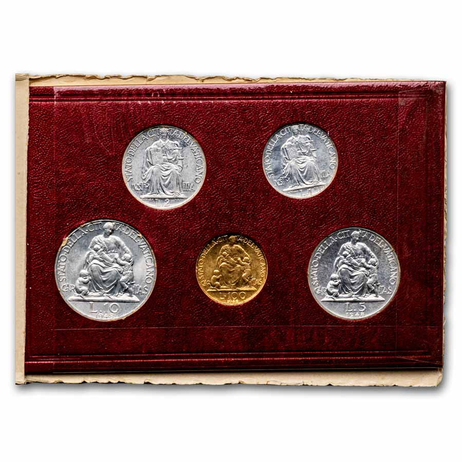 1948 Vatican City Pope Pius XII Gold 100 Lire 5-Coin Set BU - Walmart.com