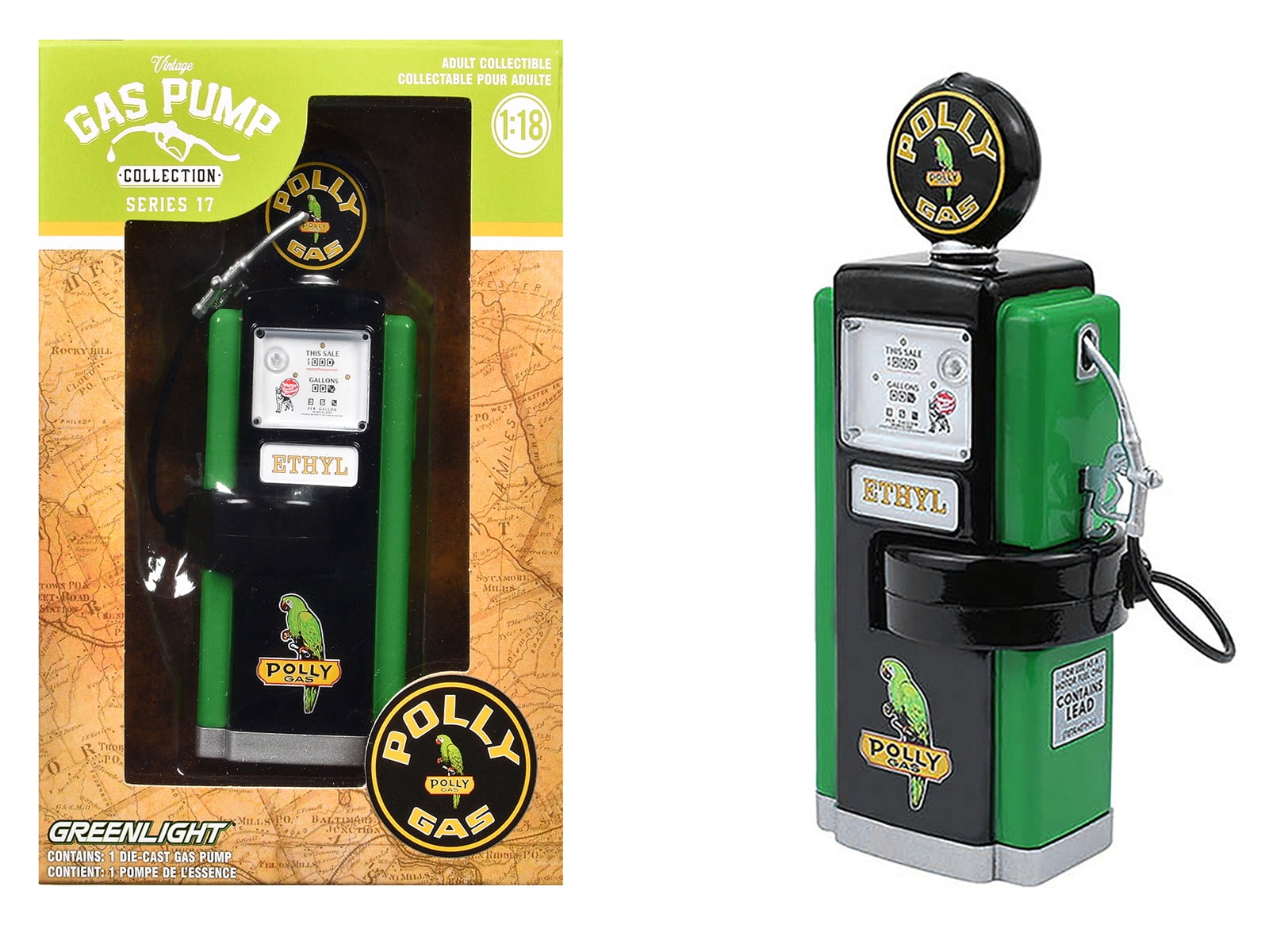 1948 Wayne 100-A Gas Pump "Polly Gas" Black and Green "Vintage Gas ...