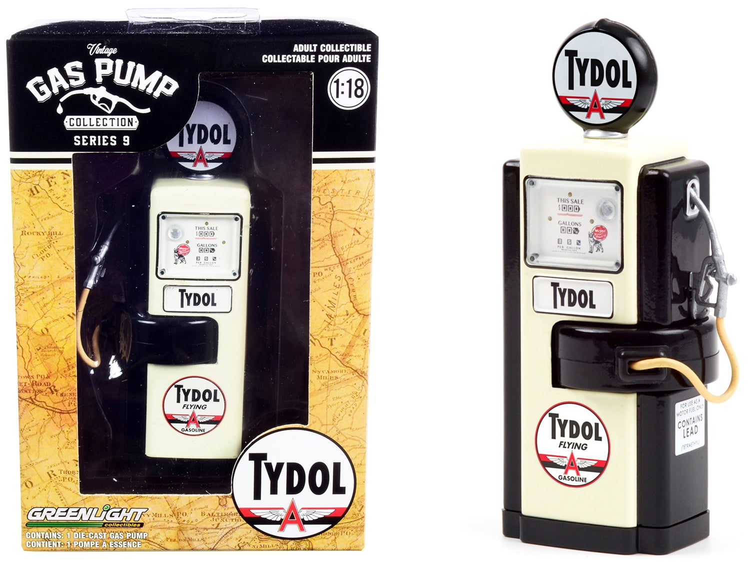 1948 Wayne 100-A Gas Pump "Tydol Flying Gasoline" Black and Cream ...