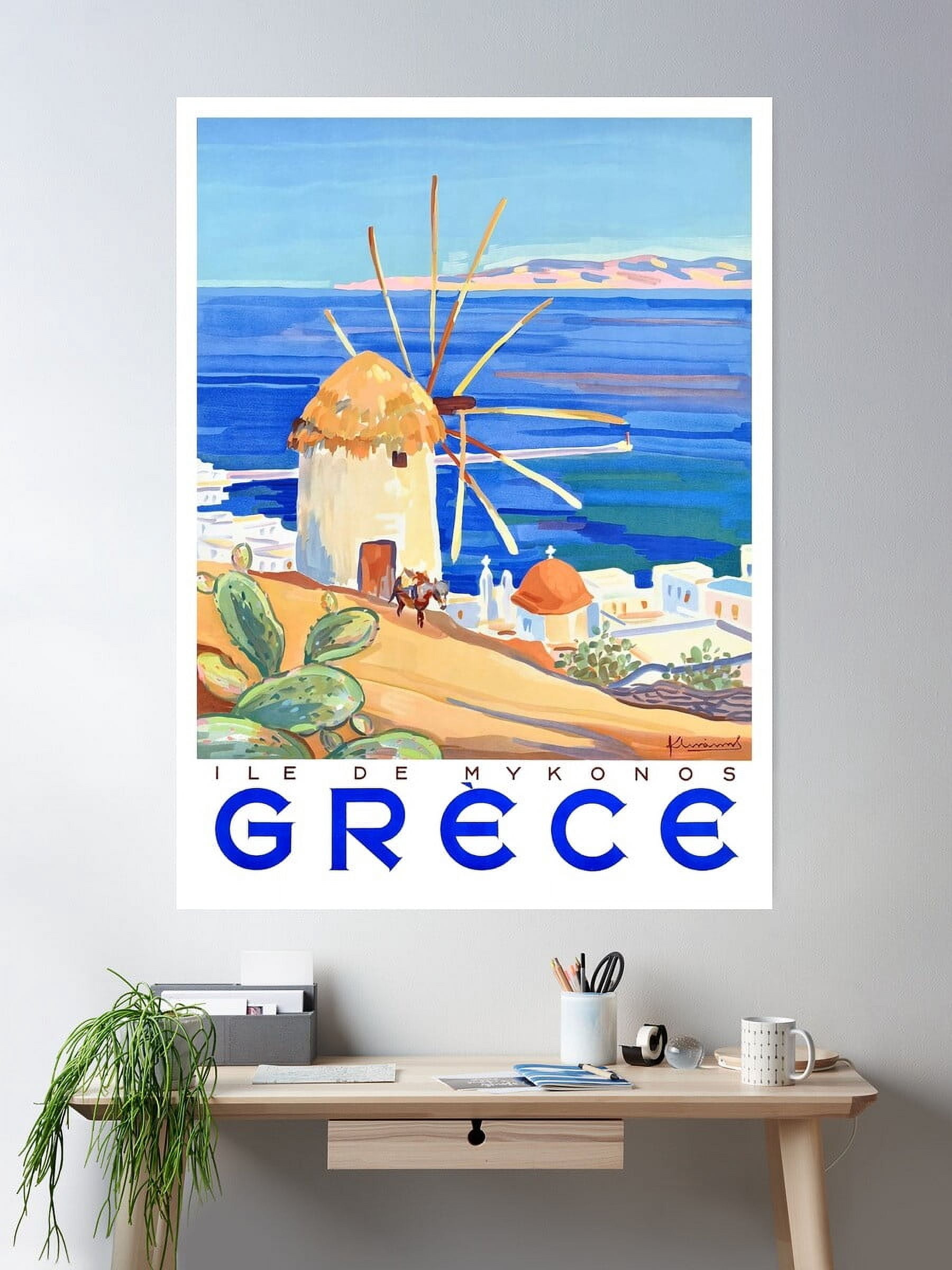 1949 Greece Island Of Mykonos Travel Poster Poster Wall Art, Modern ...