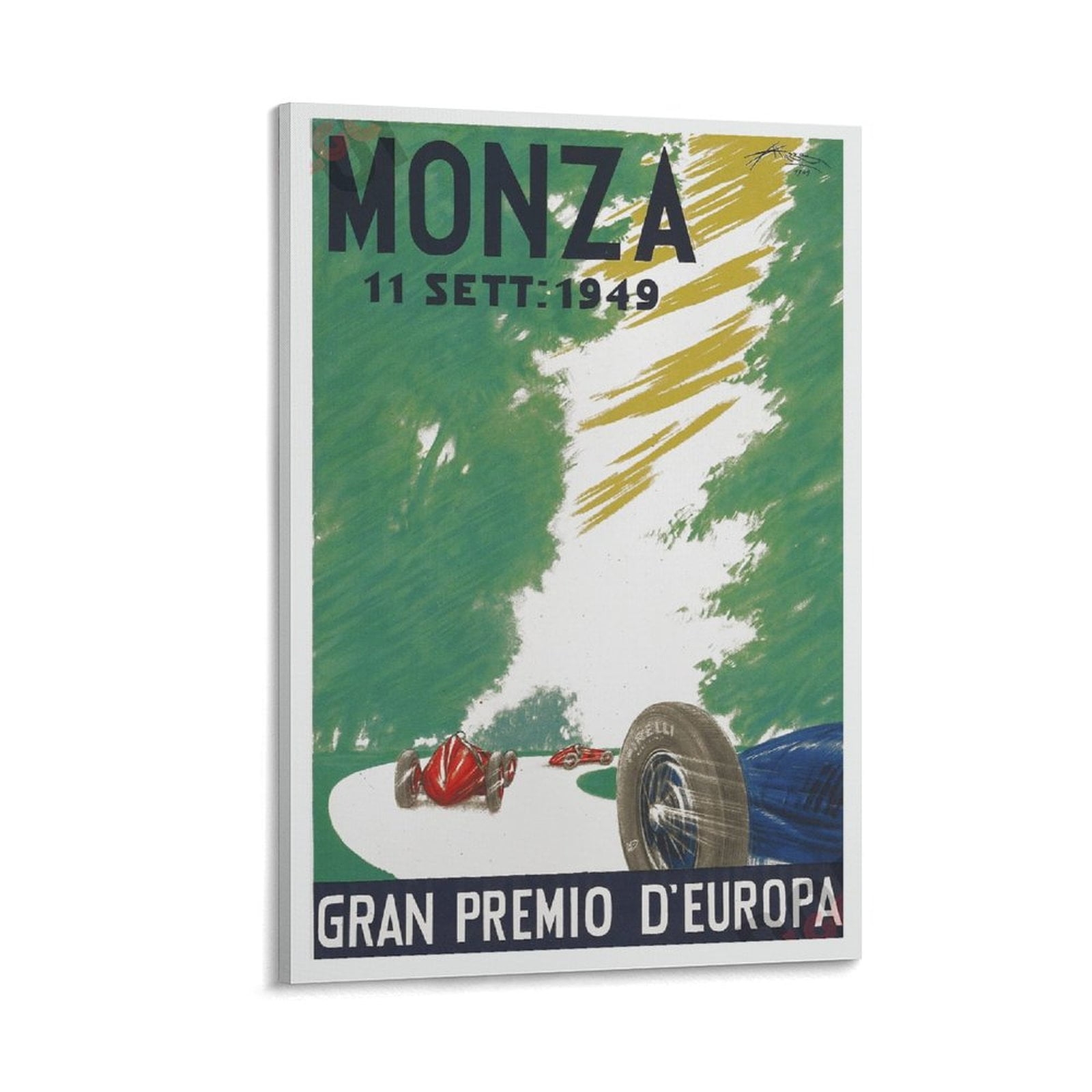 1949 Monza European Grand Prix Formula 1 Vintage Racing Poster Posters ...