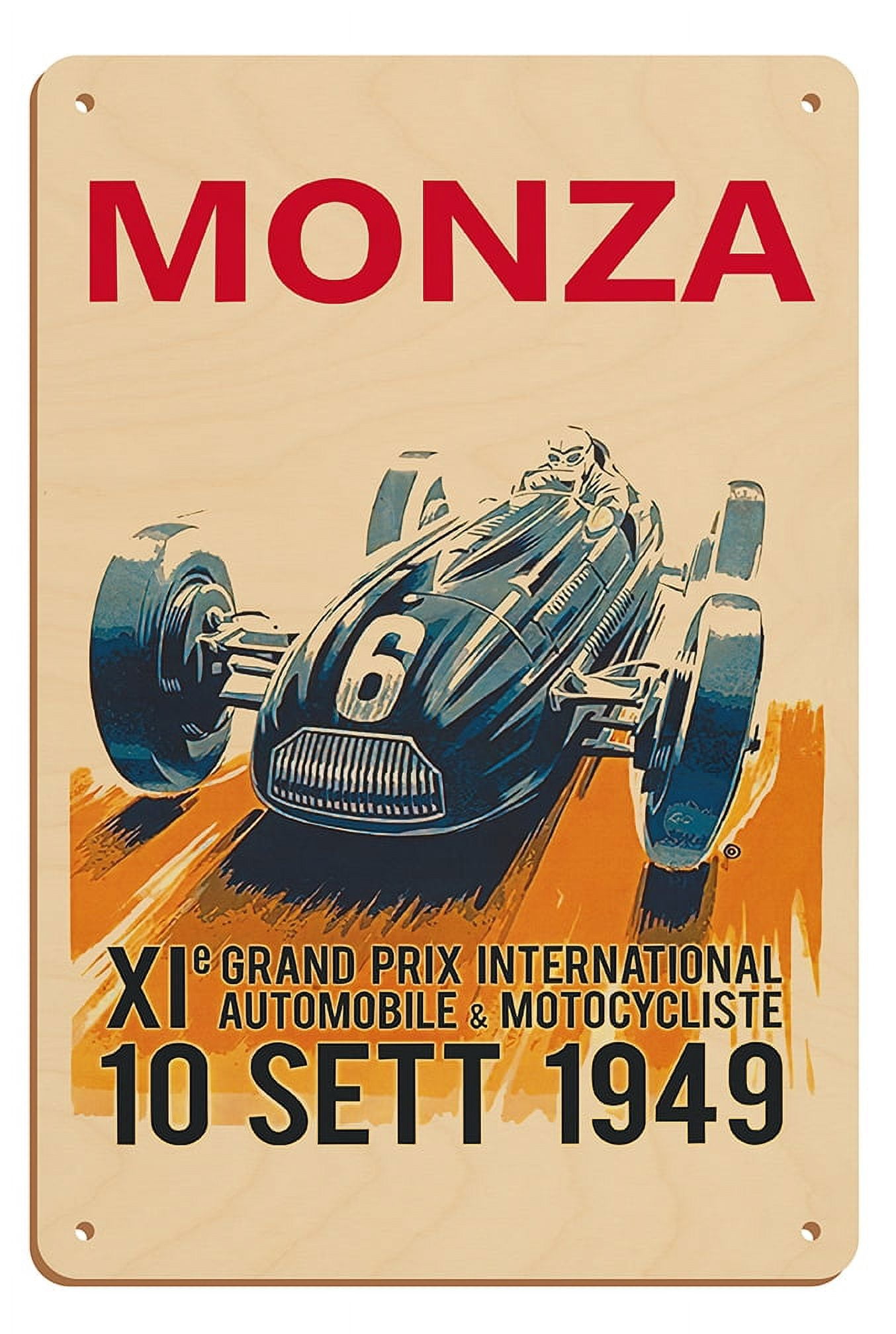 1949 Monza Grand Prix - Vintage Car Racing Poster - 8 x 12 inch Vintage ...