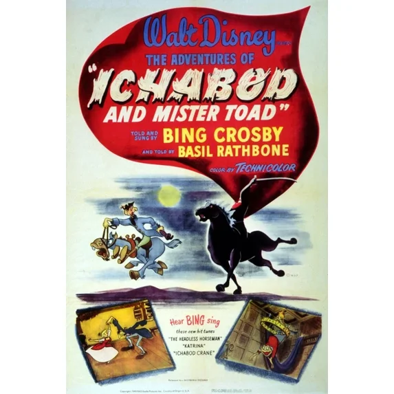 1949 The Adventures Of Ichabod And Mr Toad Movie Poster UNFRAMED PAPER ...