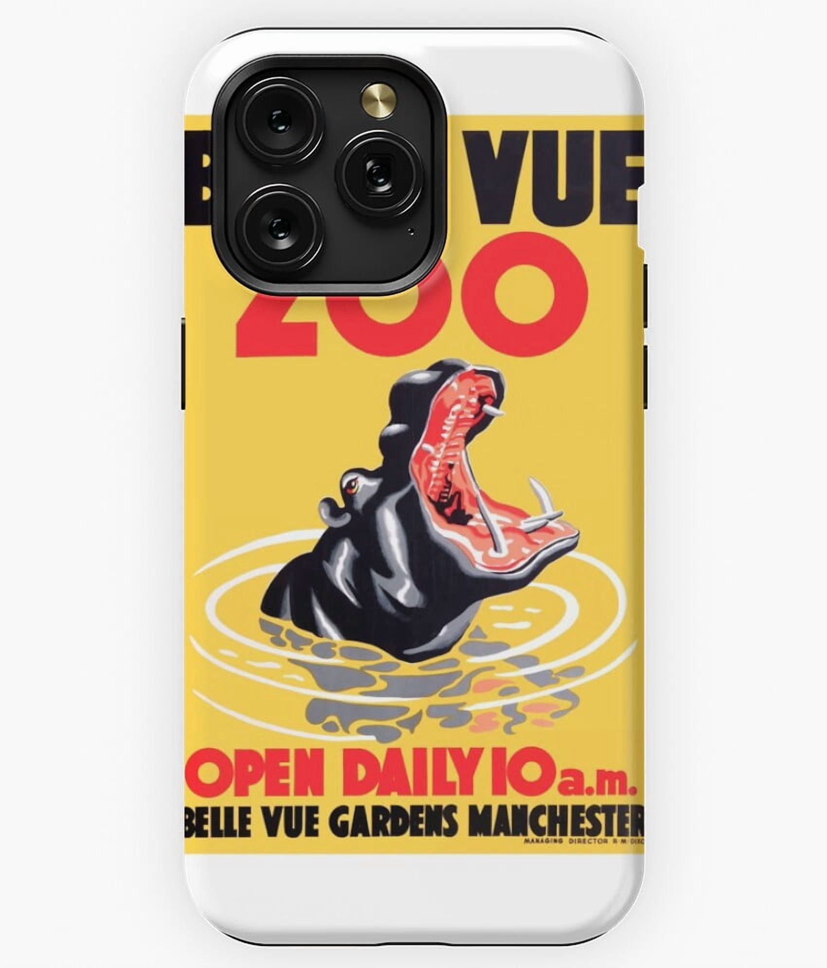1950 Belle Vue Zoo Hippopotamus Vintage Wall Art A4614 Phone Case for iPhone 11 to 17 Pro Max ...