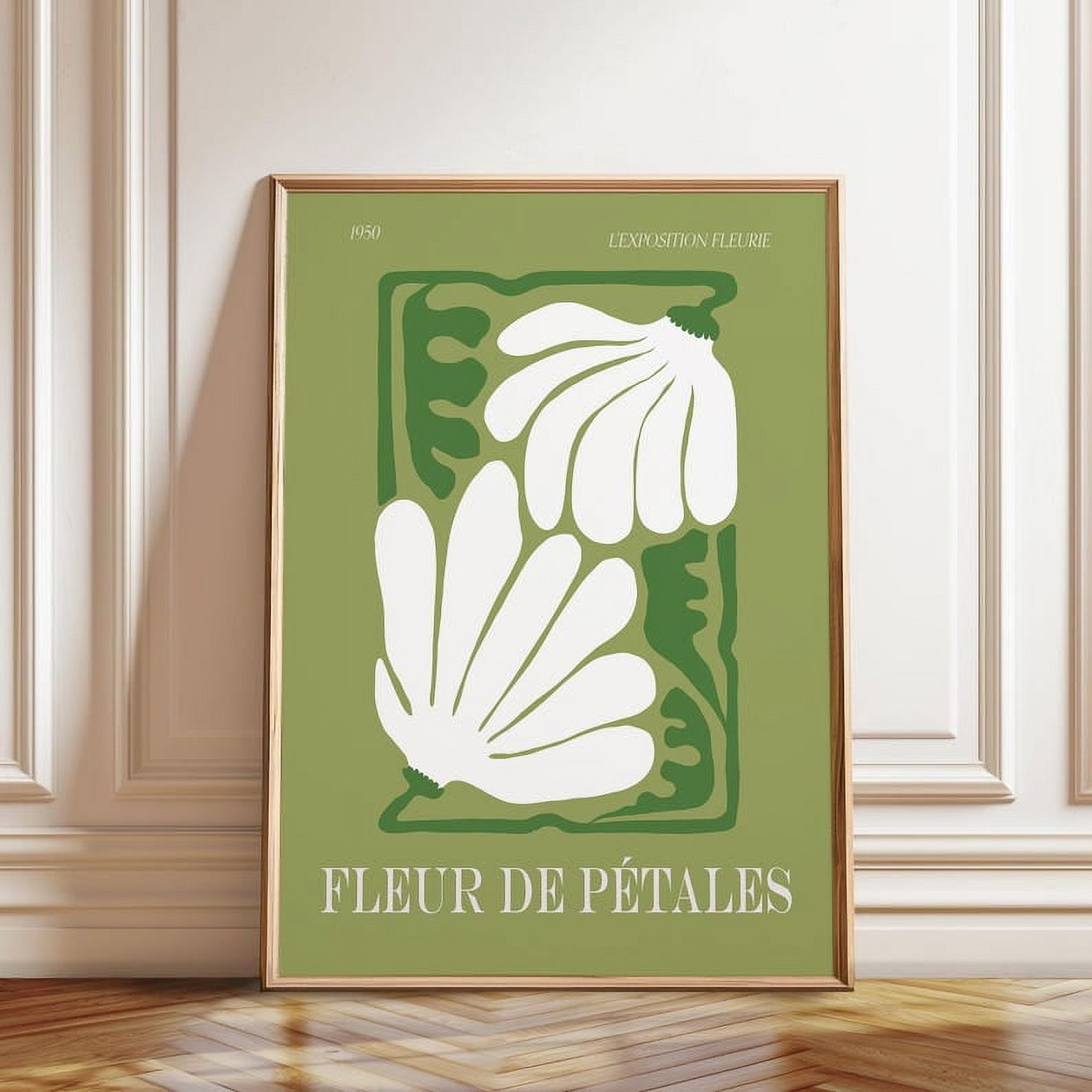 1950 Fleur de Pétales Exhibition Green Abstract Flower Floral Wall ...