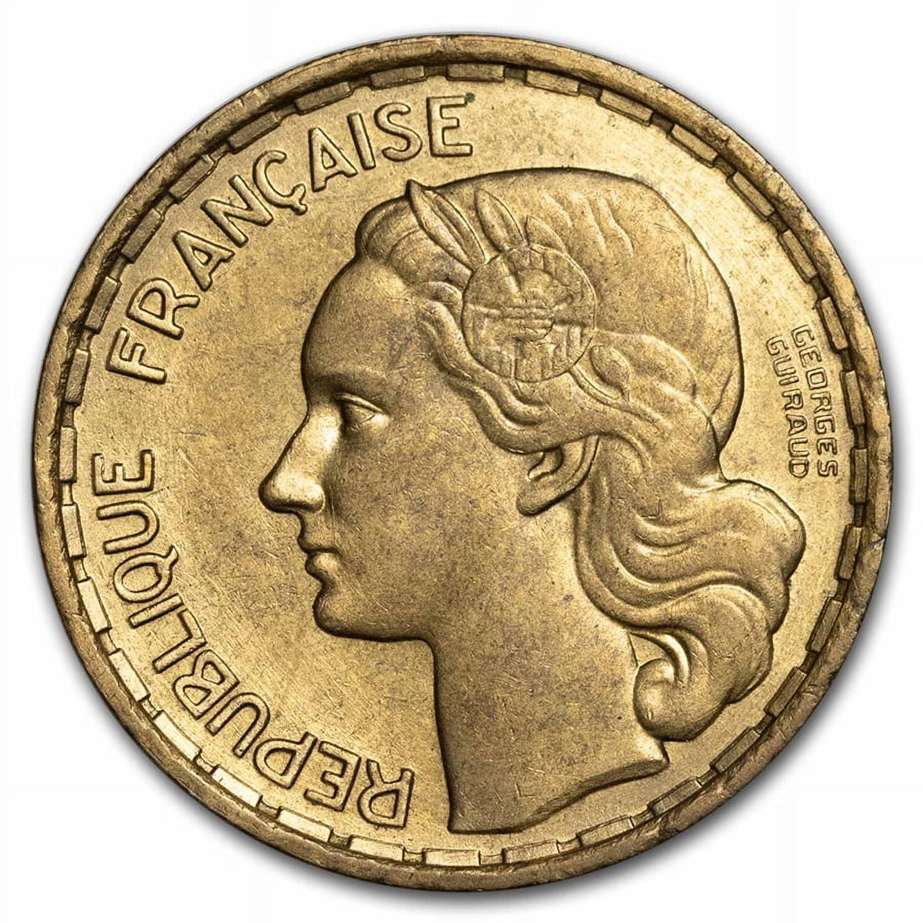 1950 French Fourth Republic CU-AI 20 Francs BU (Three Feathers ...