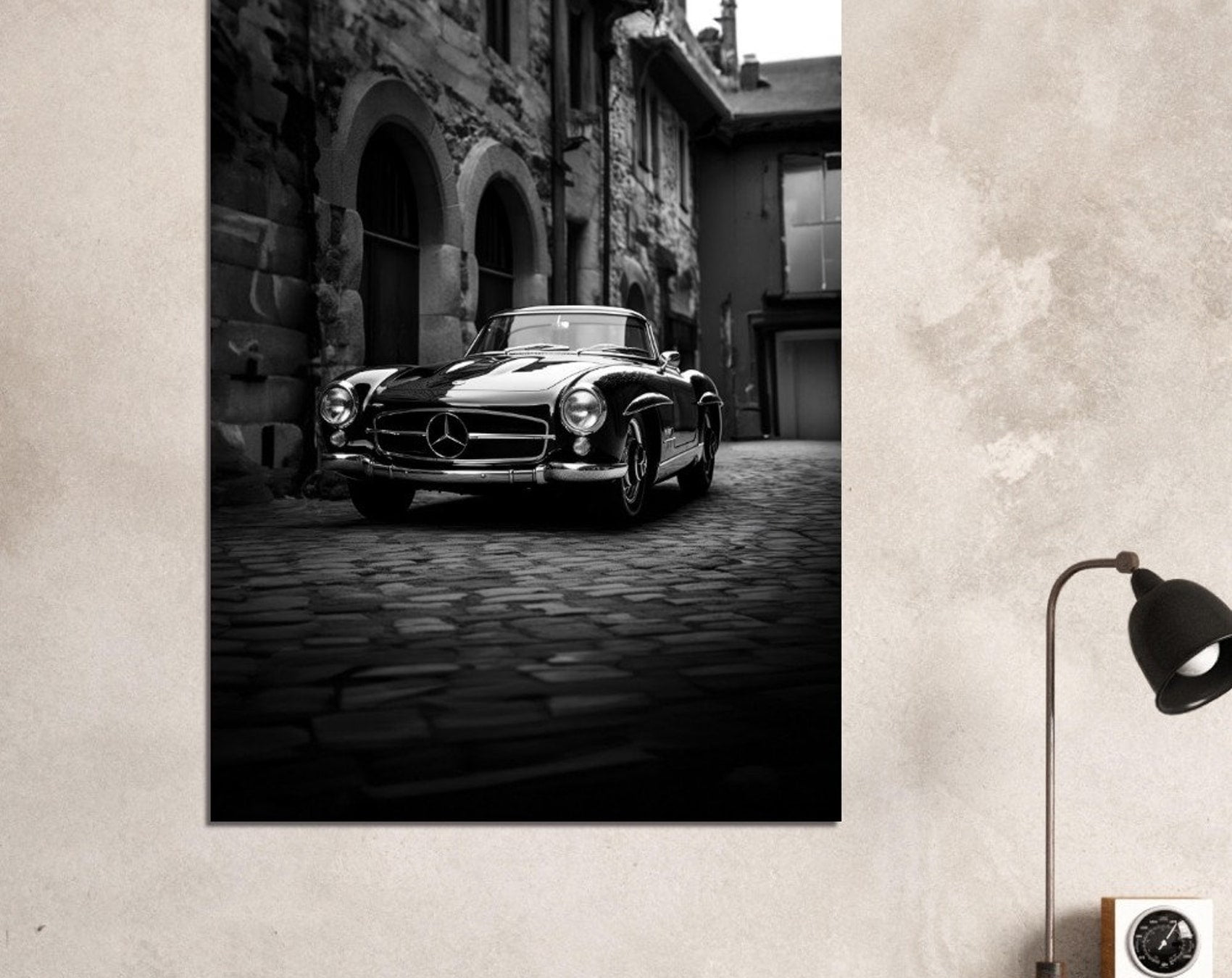 1950 Mercedes Benz SL250 B&W Poster Classic Car Wall Art Vintage Car ...