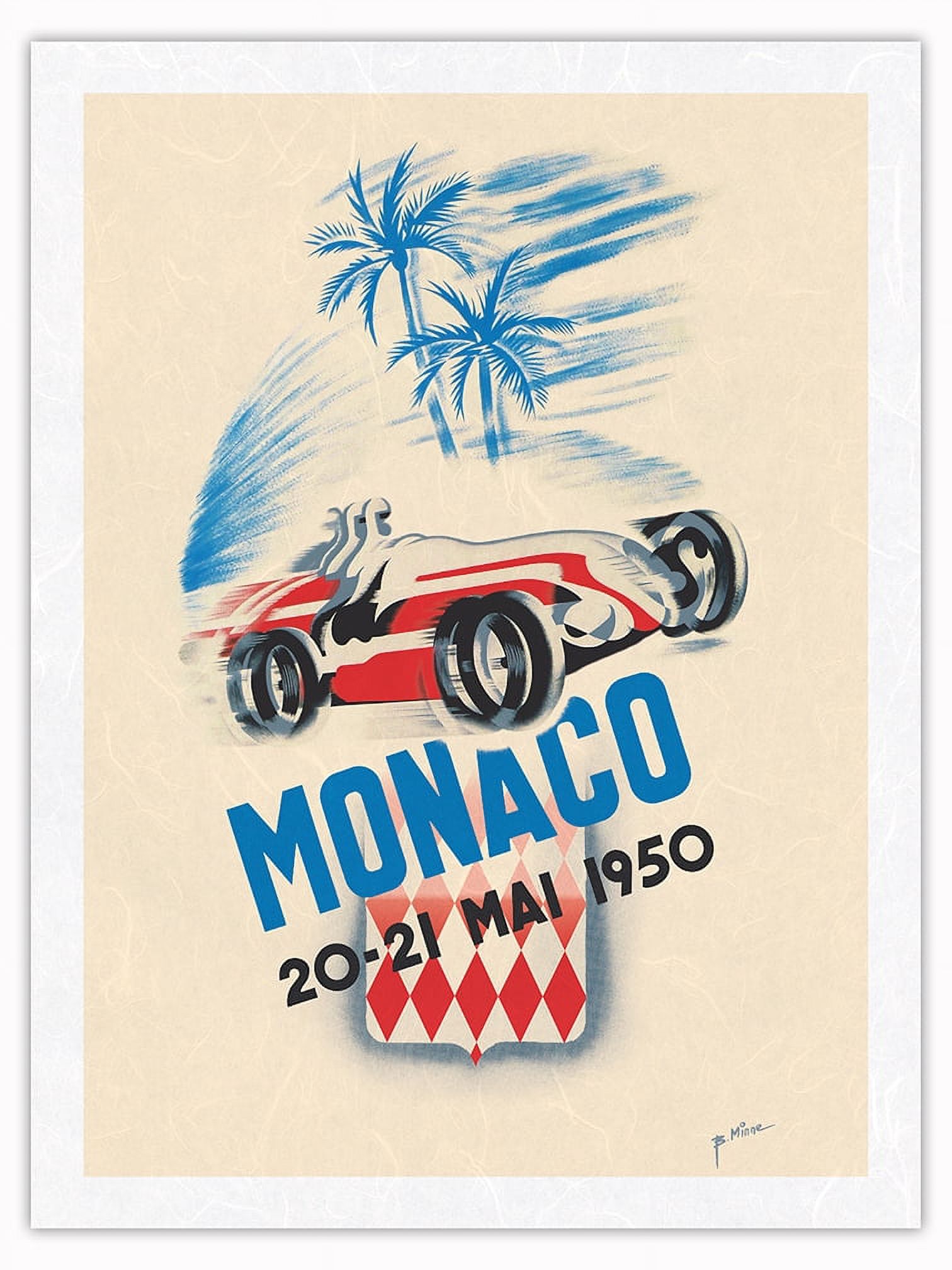 1950 Monaco Grand Prix - Vintage Car Racing Poster by B. Minne - Japanese Unryu Rice Paper Art ...