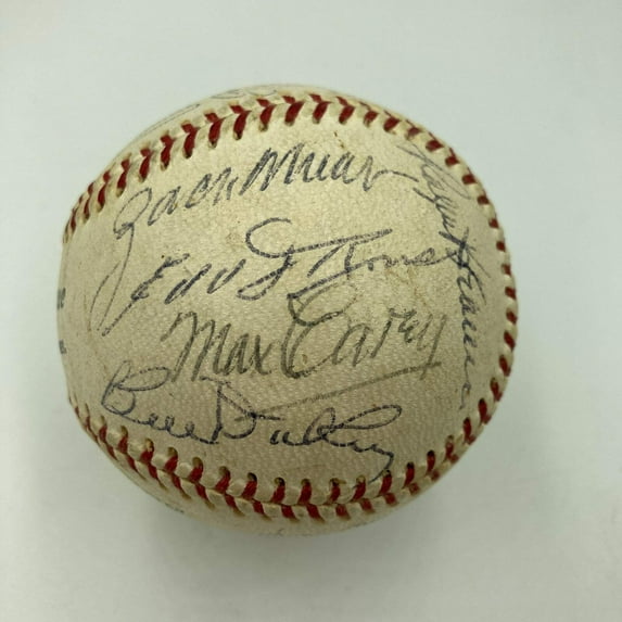 1950's HOF Multi Signed Baseball Lefty Grove Ray Schalk Pie Traynor Sam ...
