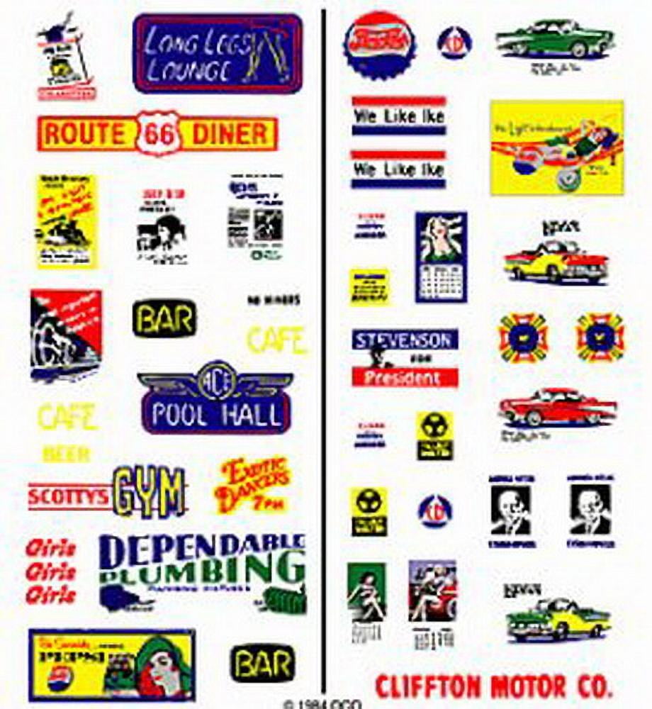 1950's Signs & Posters Dry Transfer Decals Woodland Scenics - Walmart.com