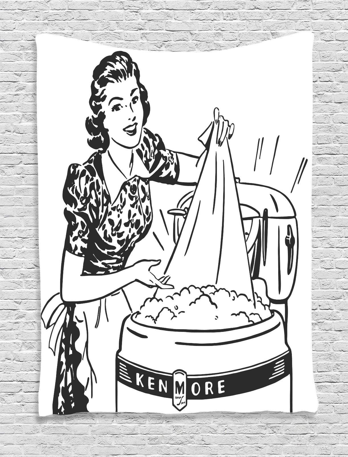 1950S Decor Wall Hanging Tapestry, Old Fashioned American Style Kitsch ...