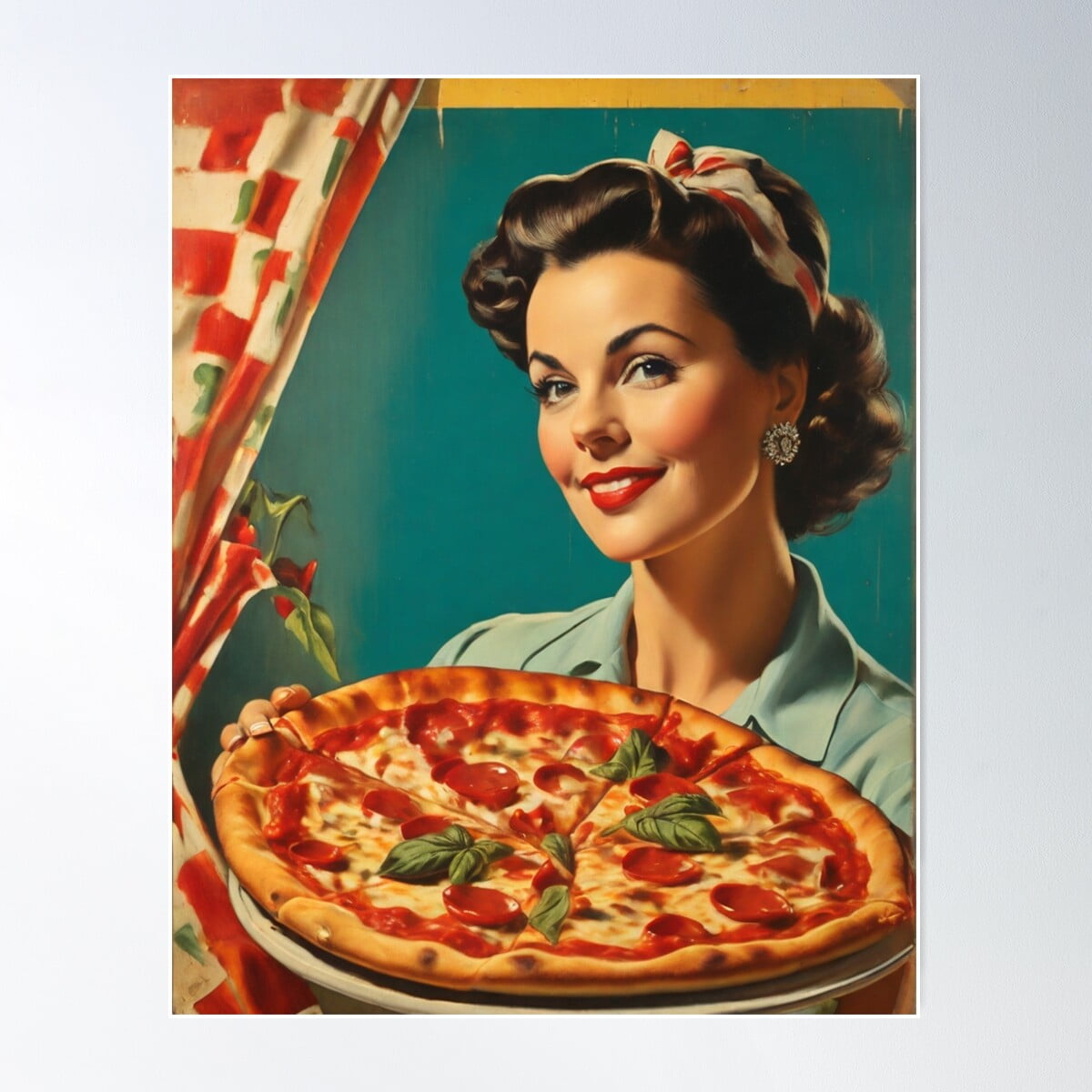 1950S Style Pizza Food Poster Pinup Sign Vintage Classic Design Poster ...