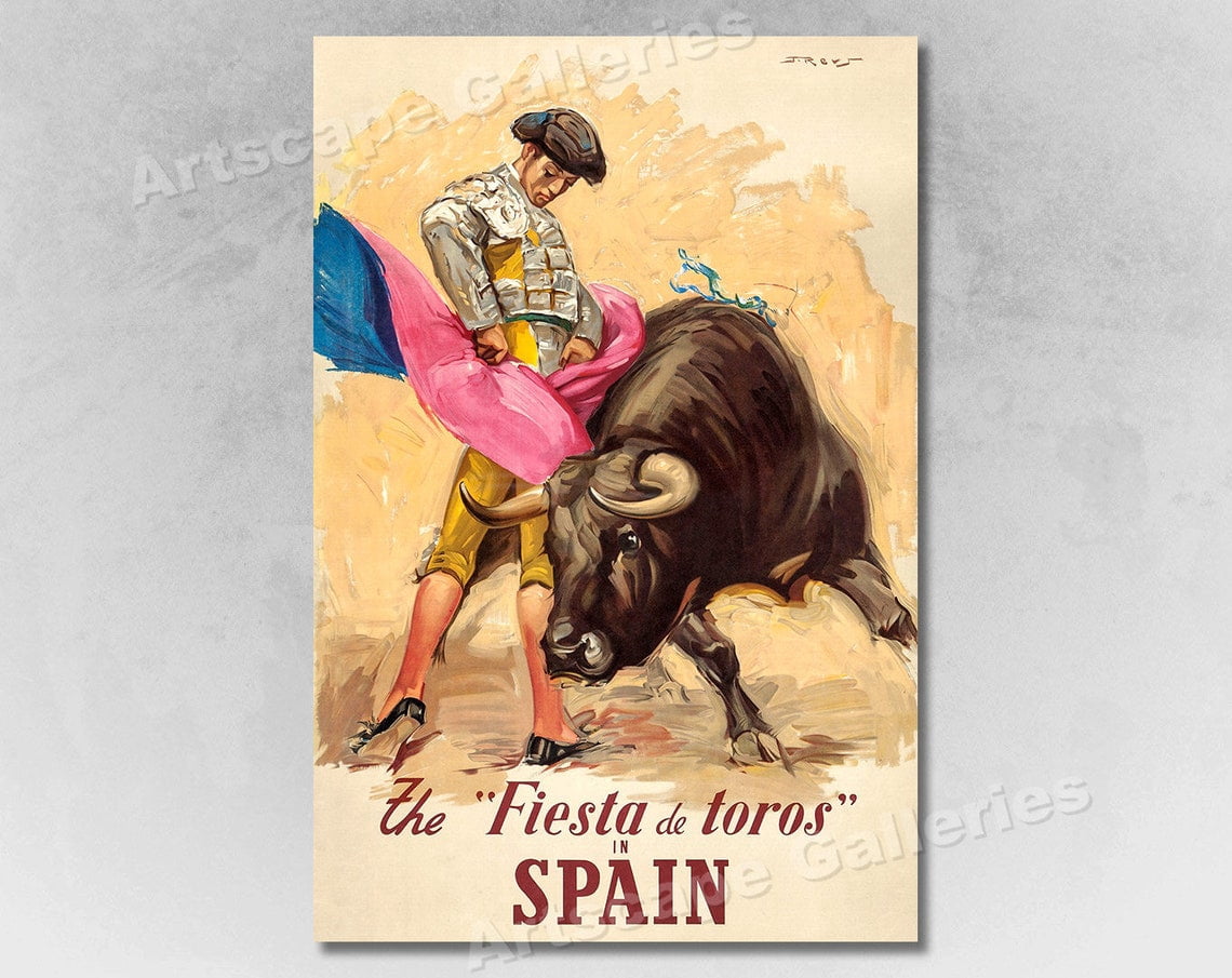 1950s Bullfighting Fiesta Vintage Style Spanish Travel, Stretched ...