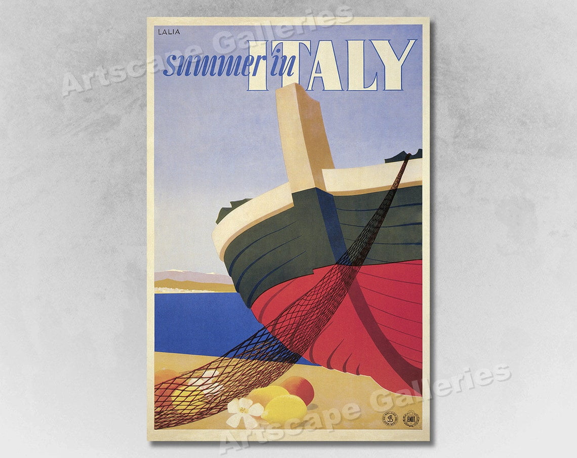 1950s "Summer in Italy" Italian Seaside Vintage Style Travel, Unframed ...