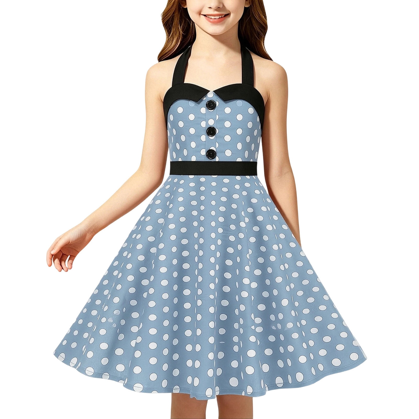 1950s Vintage Dresses for Girls Sleeveless Party Birthday Poster Formal ...
