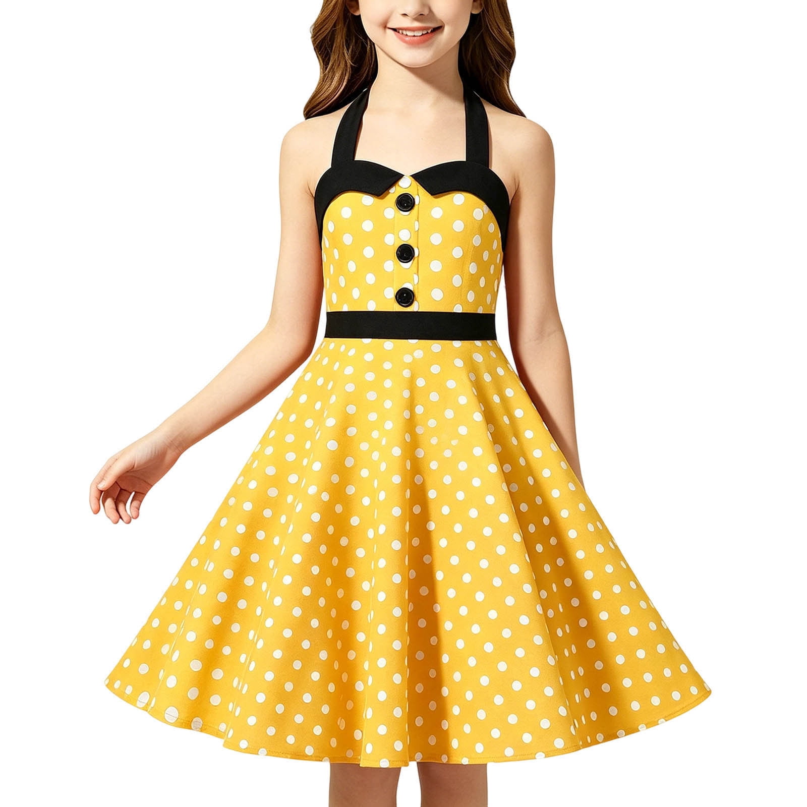 1950s Vintage Dresses for Girls Sleeveless Party Birthday Poster Formal ...