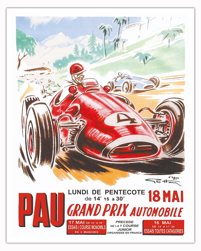 1951 Pau Grand Prix - Vintage Car Racing Poster by Géo Ham (Georges ...