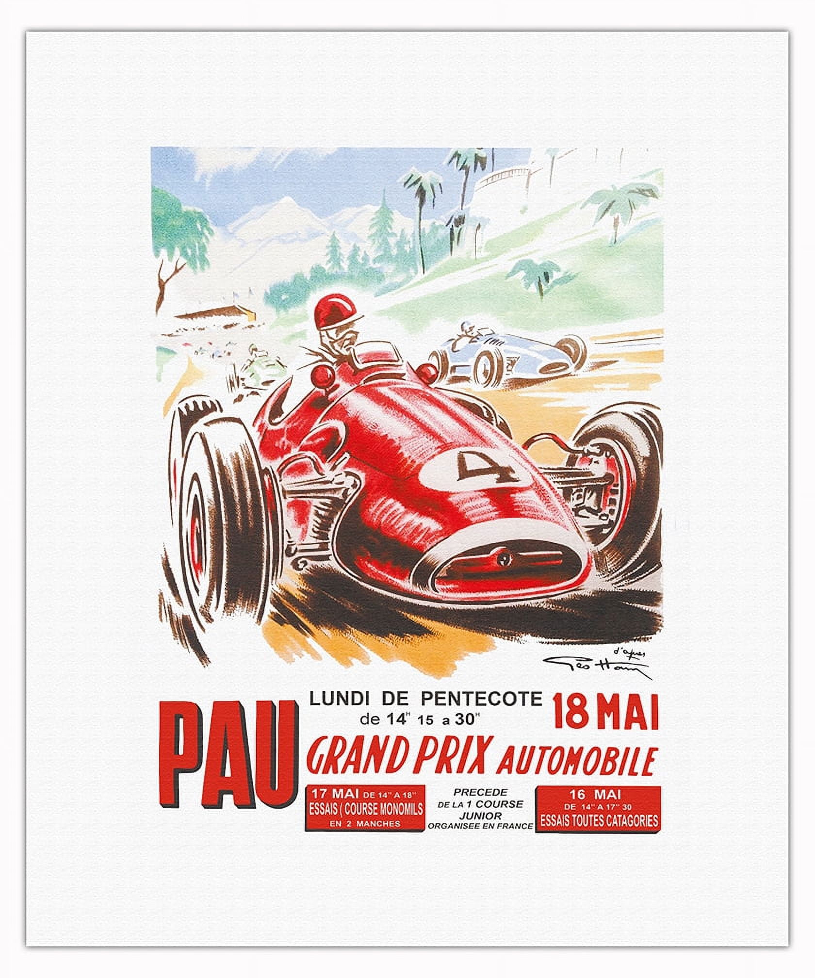 1951 Pau Grand Prix - Vintage Car Racing Poster by Géo Ham (Georges ...