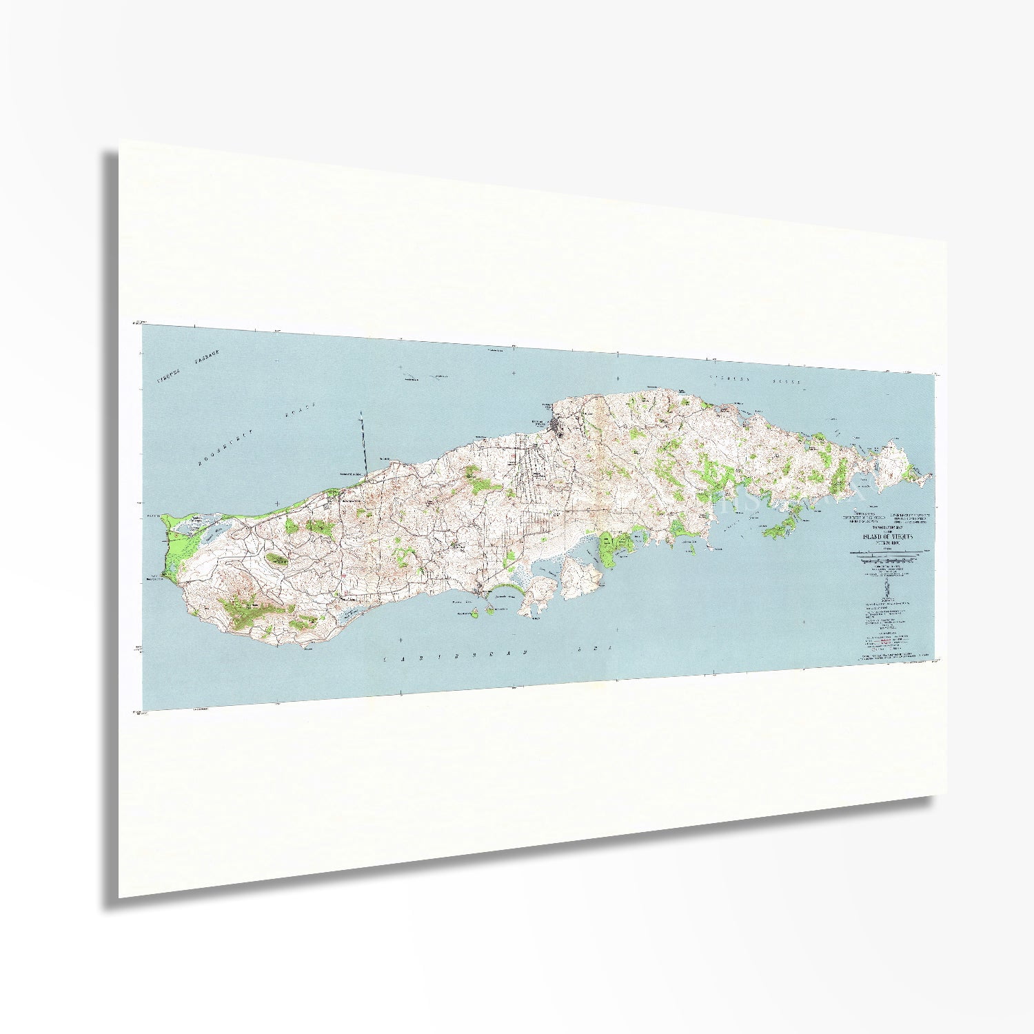 1951 Vieques Island Puerto Rico Map - Puerto Rico Vintage Map - Isla de ...