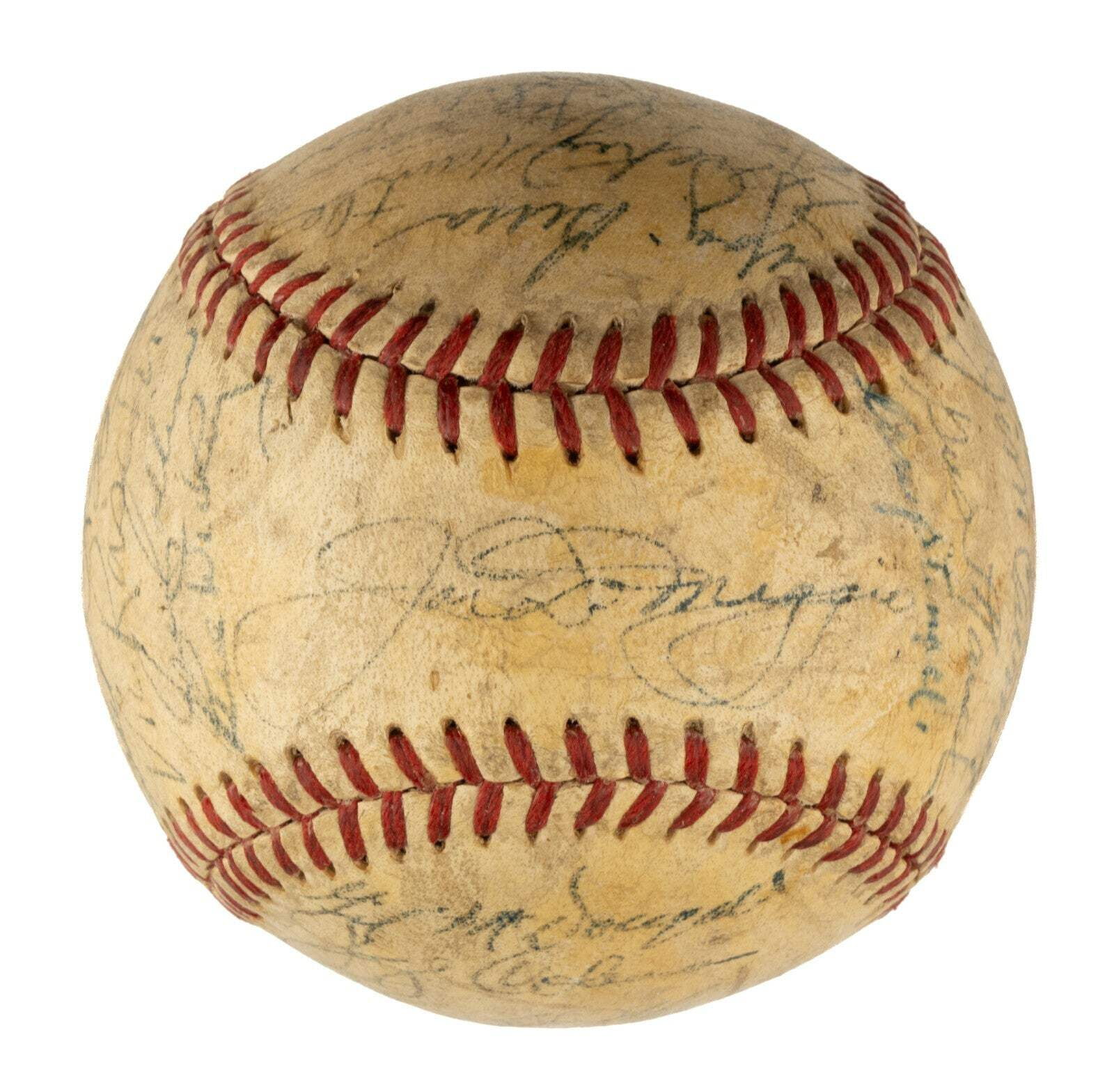 1951 Yankees World Series Champs Team Signed Baseball Mickey Mantle ...