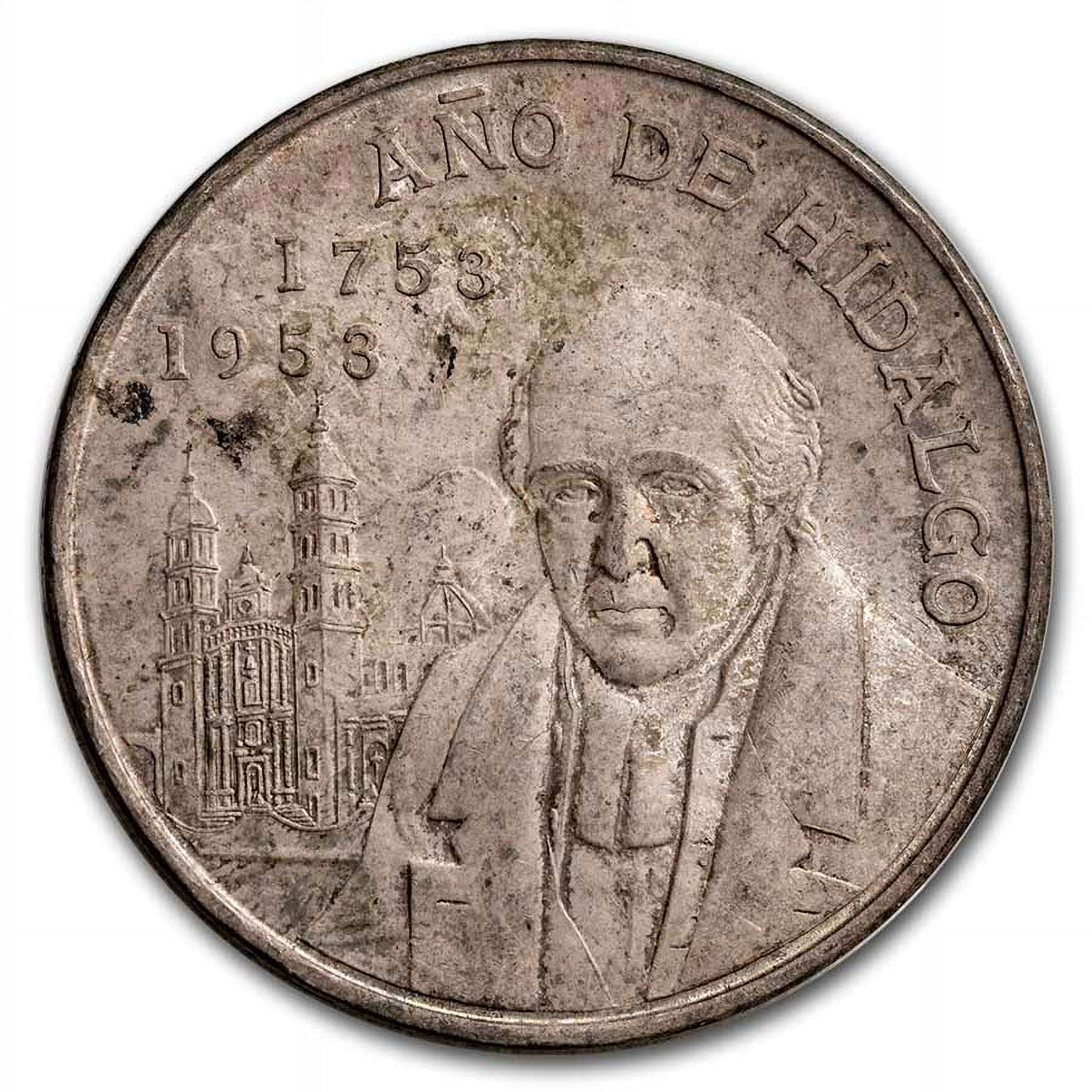 1953 Mexico Silver 5 Pesos Hidalgo Bicentennial Avg Circ - Walmart.com