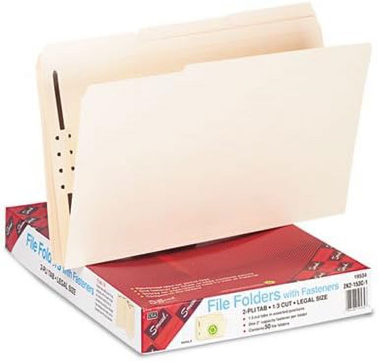 19534 Folders, One Fastener, 1/3 Cut Assorted, Top Tab, Legal, Manila ...
