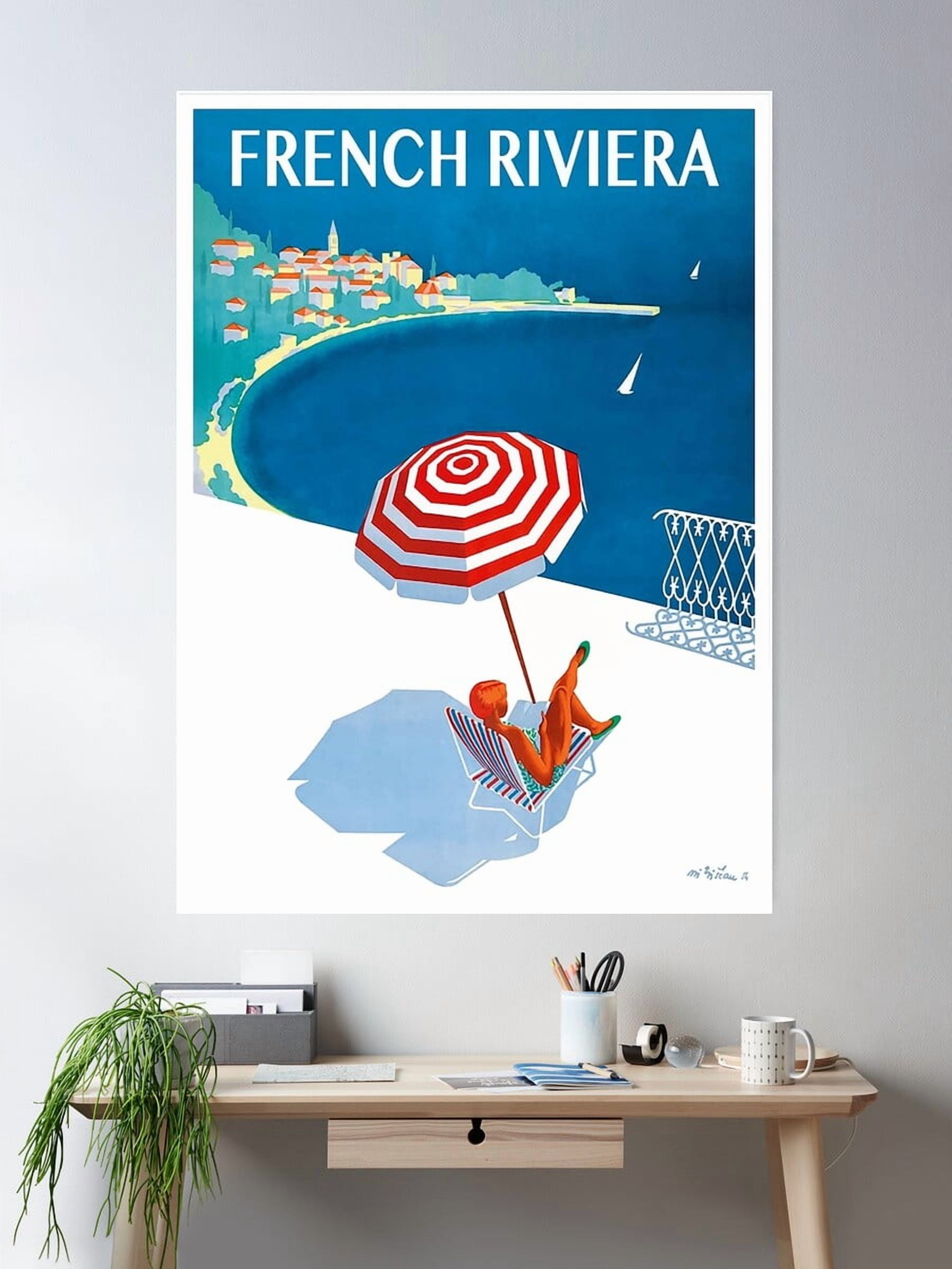 1954 French Riviera Travel Poster Wall Art Modern Wall Decor For Living ...