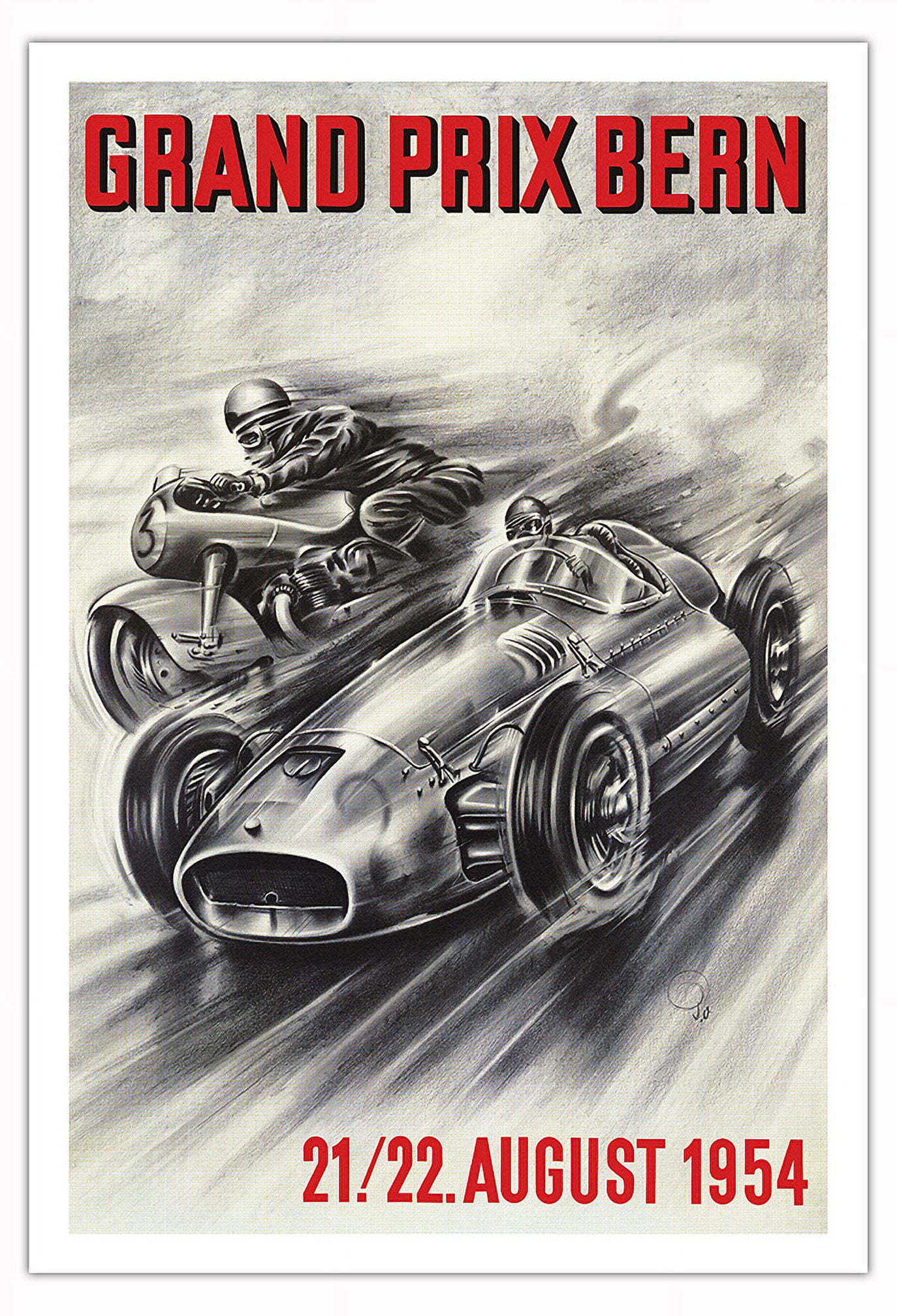 1954 Grand Prix Bern Switzerland - Vintage Car Racing Poster by Carlo ...