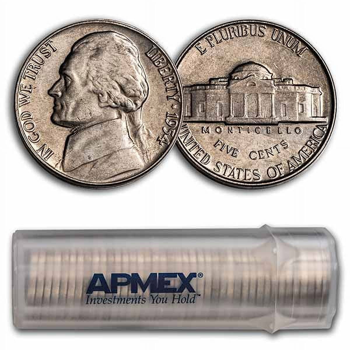 1954 Jefferson Nickel 40-Coin Roll BU - Walmart.com