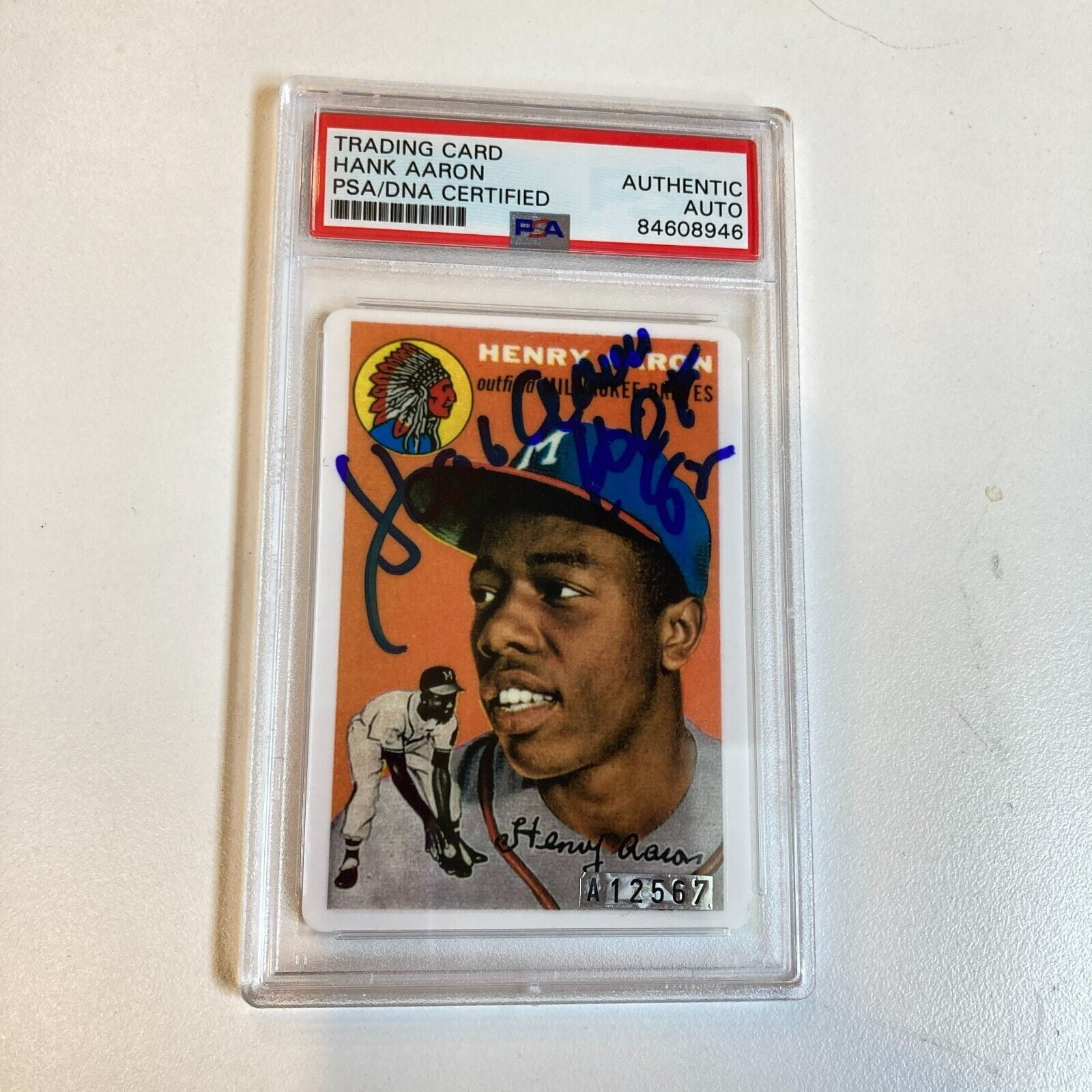1954 Topps Hank Aaron RC Signed Porcelain Baseball Card PSA DNA HOF ...