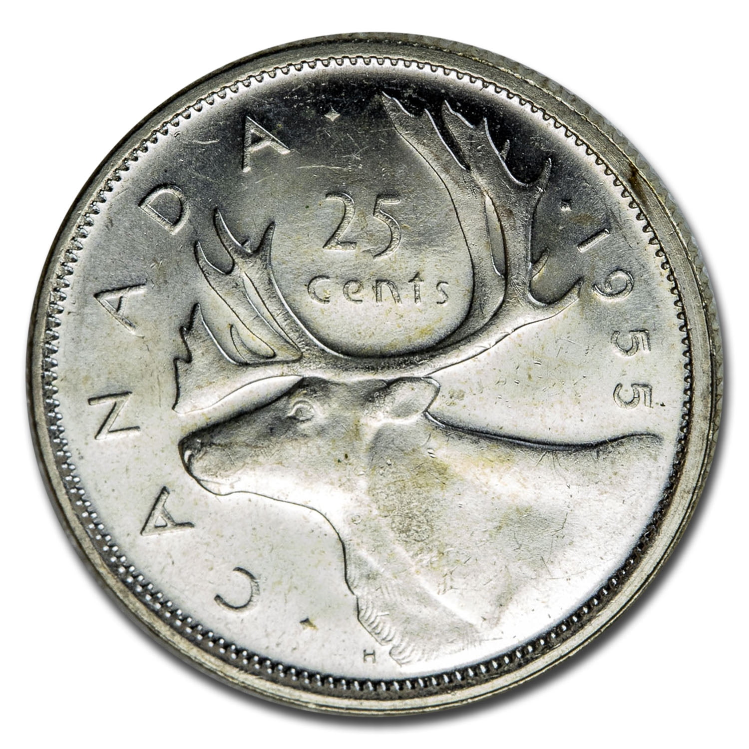 1955 Canada Silver 25 Cents Elizabeth II BU/Prooflike - Walmart.com