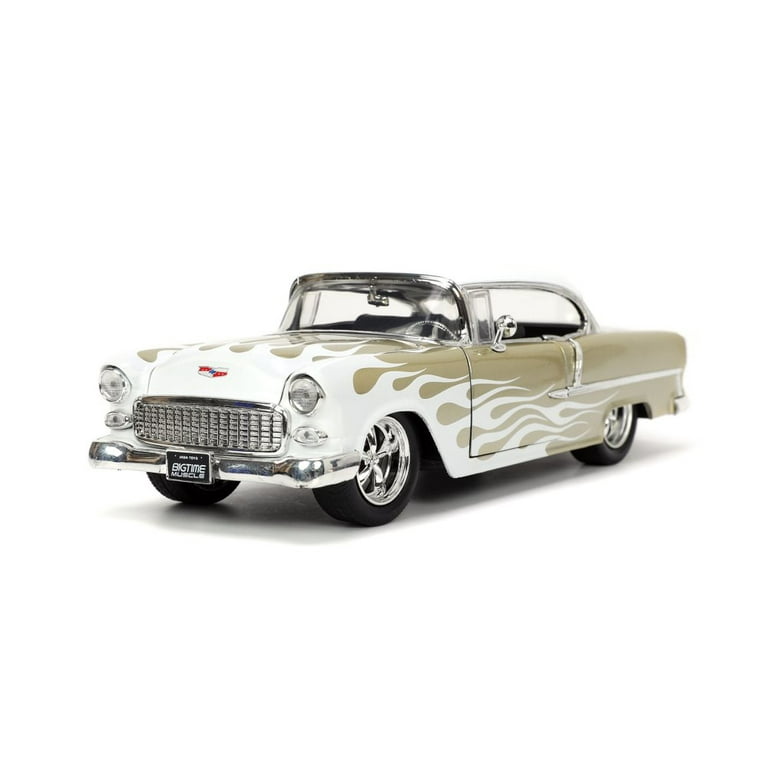 1955 Chevy Bel Air, Gold with White Flames - Jada Toys 32917 1955 Chevy Bel Air, Gold with White Flames - Jada Toys 32917