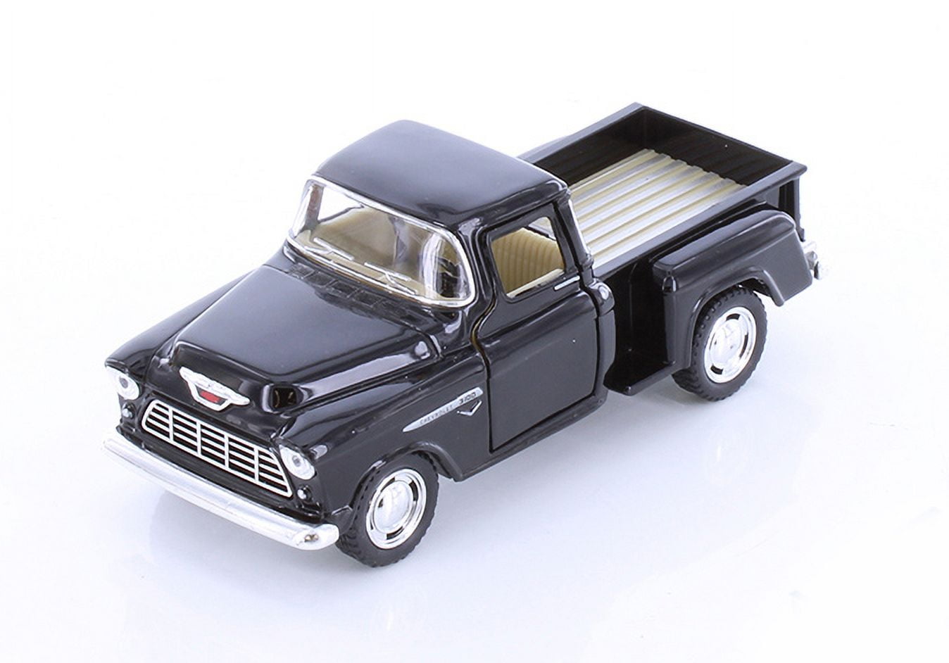 1955 Chevy Stepside Pickup Truck, Black - Kinsmart 5330/5D - 1/32 Scale ...