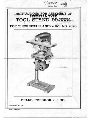 1955 Craftsman 99-2224 Pedestal Tool Stand for 2370 Thickness Planer REPRINT - Walmart.com