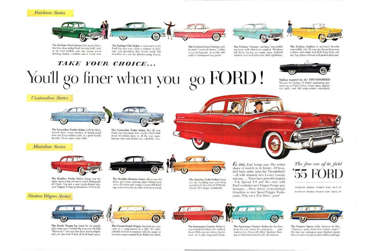 1955 Ford Car Models Advertisement Poster 11"x17" 11inx17in - Walmart.com