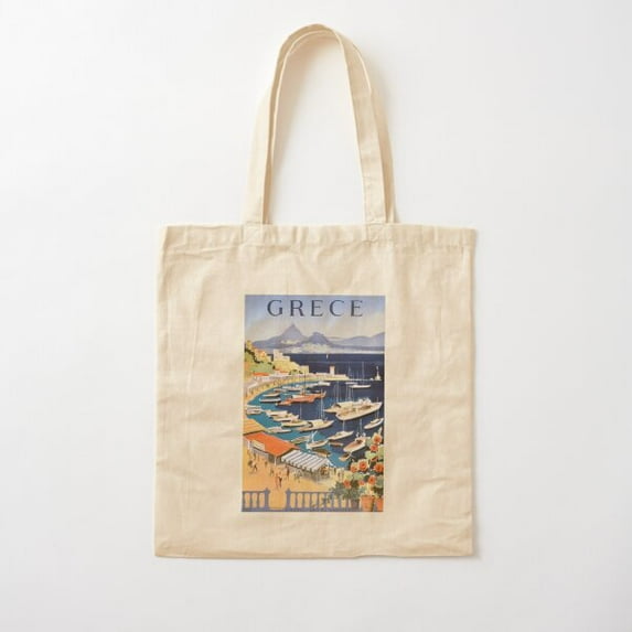 1955 Greece Athens Bay Of Castella Travel Cotton Tote Bag Canvas Tote ...